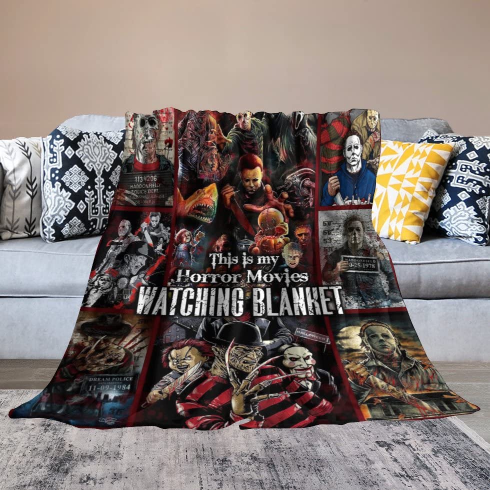 Horror Movie Blanket Ultra Soft Flannel Bed Throws Halloween Home Decor for Sofa Bedroom 60"X50"