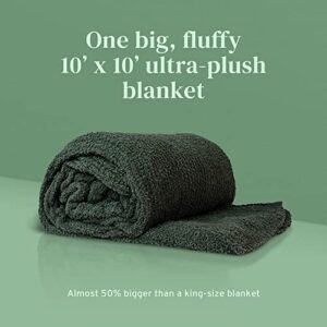 Big Blanket Co® Premier Plush™ Moss | Ultra-Plush Fluffy Blanket | 100 Square Feet | Breathable, Microfiber Blanket That Wraps You in Cloud-Like Comfort | Blankets That Redefine King-Size