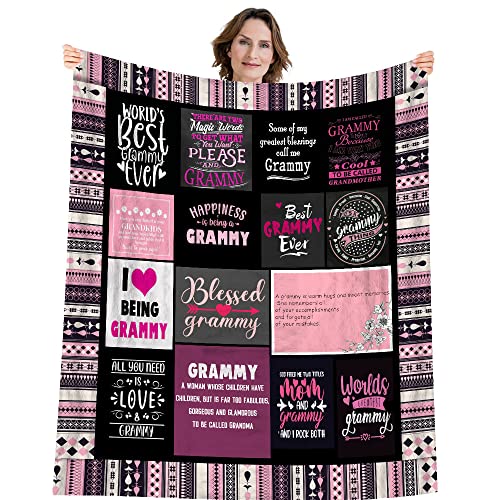 Best Grammy Blanket Gifts for Grammy from Grandchildren Grandaughter Grandson | Best Grammy Ever Blanket Gifts | Grammy Mothers Day Birthday Gifts Grandma Throw Blanket 50” X 60”