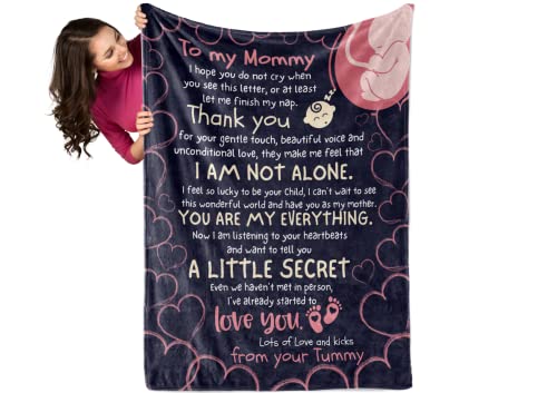 InnoBeta New Mom Gifts for Women, Expecting Mom Gifts, Mom-to-Be Gift, Pregnancy Gifts, Soft Throw Blanket 50"x65" - Letter