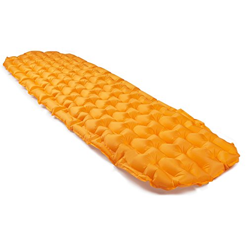 Lightspeed Outdoors Insulated Air Mat | Camping Mattress | Sleeping Pad for Backpacking and Hiking | Camp Air Mattress | Inflating Sleeping Pad for Camping | 77" x 25" x 3" | Yellow