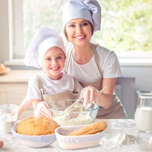 7 Piece Banneton Basket Set: 9 inch Round+ 10x6x4 inch Oval Sourdough Bread Basket | Bread Lame+ Dough Bowl, Bowl Scraper+ Bread Bag | Bread Proofing Basket Sourdough Starter for Making Homemade Bread