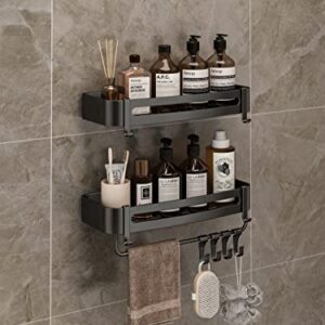 QWWSS Shower Caddy, Non-Marking self-Adhesive Shower with Removable 4 hooksframebathroom Must Haves，SUS304 Black Shower Organizer,Kitchen Spice rack-2-pack