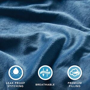 Comfort Spaces Reversible Weighted Blanket Velvet to Sherpa Adult-Glass Beads Filling All Season Soft Heavy Wraps-Box Quilted Cozy Warm Bed Cover, 60"x80" / 15lbs, Navy,CS50-1245