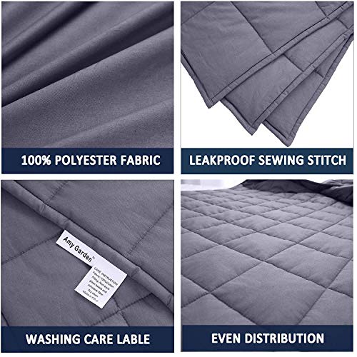 Amy Garden Cooling Weighted Blanket, Queen Size Adult Heavy Blanket (15lbs, 60''×80'', Grey), Breathable Weighted Blanket with Premium Glass Beads, Comfortable Fabric All Seasons Used