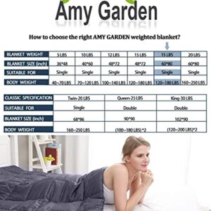 Amy Garden Cooling Weighted Blanket, Queen Size Adult Heavy Blanket (15lbs, 60''×80'', Grey), Breathable Weighted Blanket with Premium Glass Beads, Comfortable Fabric All Seasons Used