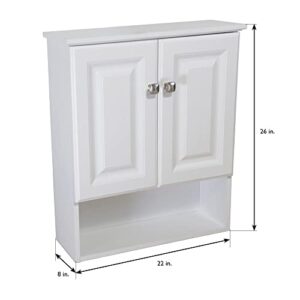 Design House Wyndham Bathroom Wall Cabinet 2-Door, 1-Shelf, 22 x 26, White