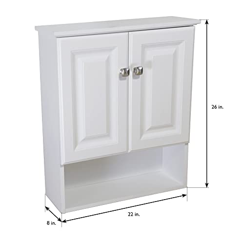 Design House Wyndham Bathroom Wall Cabinet 2-Door, 1-Shelf, 22 x 26, White