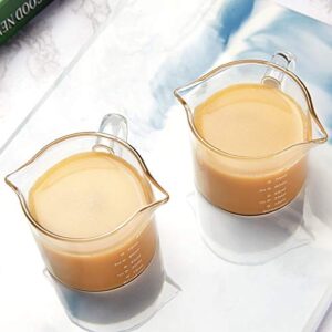 BCnmviku 2 Pack Double Spouts Measuring Triple Pitcher Milk Cup 75ML Espresso Shot Glasses Parts Clear Glass