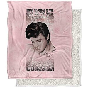 elvis presley blanket, 50"x60", soft lights silky touch sherpa back super soft throw blanket