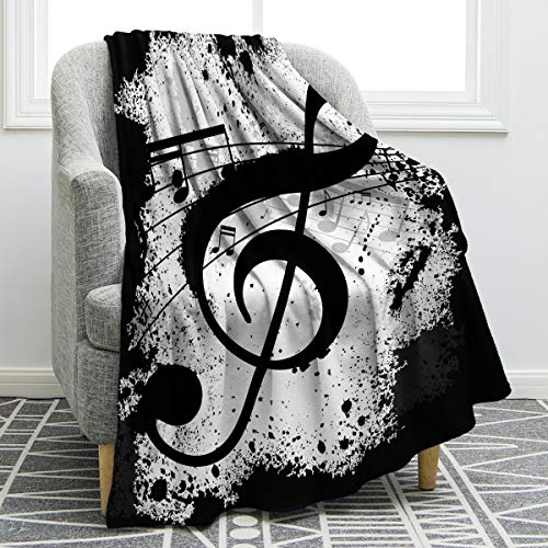 Jekeno Music Note Blanket Double Sided Print Throw Blanket Soft Comfortable for Sofa Chair Bed Office 50"x60"