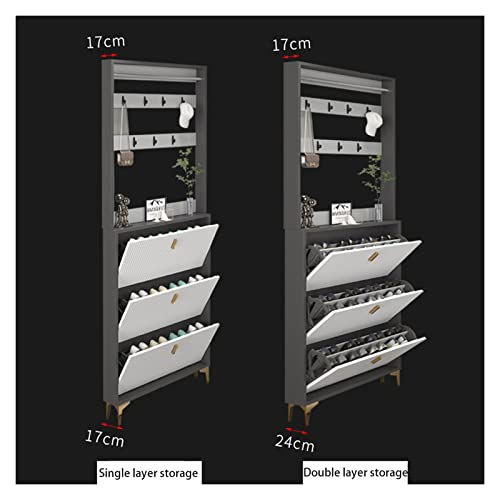 Freestanding Shoe Rack Locker Household Shoe Cabinet Ultra-Thin Dump Cabinet Creative Cloakroom Porch Shoe Cabinet Multi-Layer Storage Shoe Cabinet Multifunctional Locker (Size : 60 * 17 * 210cm)