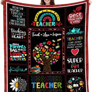 Teacher Blanket Teacher Appreciation Gift Blanket Birthday Retirement Gift for Teacher Ultra Soft Flannel Throw Blanket for Couch Bed Sofa 60''x50''…