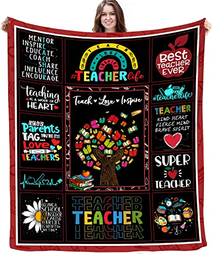 Teacher Blanket Teacher Appreciation Gift Blanket Birthday Retirement Gift for Teacher Ultra Soft Flannel Throw Blanket for Couch Bed Sofa 60''x50''…