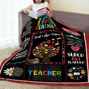 Teacher Blanket Teacher Appreciation Gift Blanket Birthday Retirement Gift for Teacher Ultra Soft Flannel Throw Blanket for Couch Bed Sofa 60''x50''…