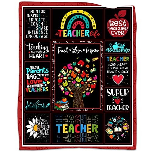 Teacher Blanket Teacher Appreciation Gift Blanket Birthday Retirement Gift for Teacher Ultra Soft Flannel Throw Blanket for Couch Bed Sofa 60''x50''…