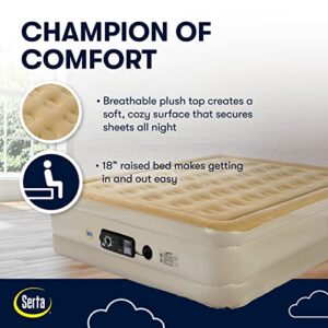 Serta Raised Air Mattress with Never Flat Pump | Size: Queen 18" | Luxury Inflatable Mattress - Built in Air Pump to Ensure a Good Night’s Rest | Heavy Duty Blow Up Mattress with Self Inflating Pump