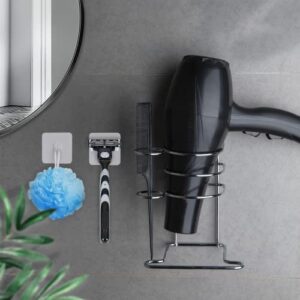 Steon Adhesive Hair Dryer Holder Wall Mount, Removable Blow Dryer Holder for Bathroom Easy to Reusable and Reset, 1 Hairdryer Holder + 4 Adhesive Hooks - No Drill and Damage Free