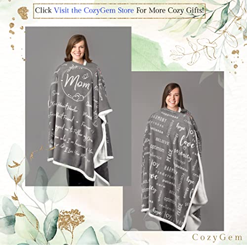 CozyGem Mom Blanket, Mom Birthday Gifts, from Daughter or Son, Best Mom Cozy Throw Blankets with Letter, Mom Gifts, Love You Mom Blanket, Mothers Day Blanket, 65x50, Fleece - Gray