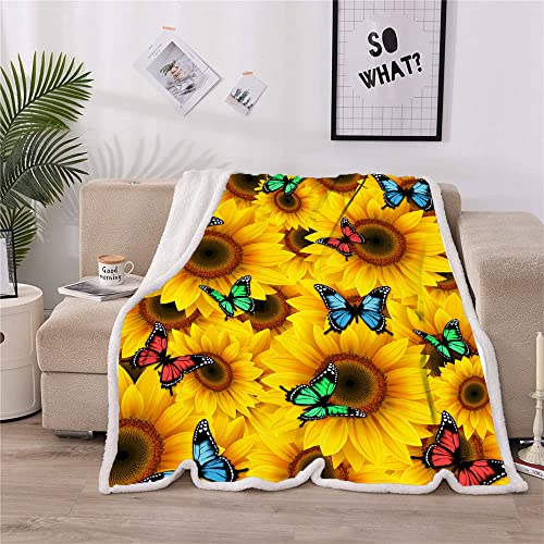 Juirnost Sunflower Blanket Sunflower Gifts for Women Mom Adults Girls Wife Granddaughter 50" x60" Sunflower Throw Blankets for Bed Chair Sofa Couch Home Decor Soft Cozy Fleece Plush Reversible Blanket