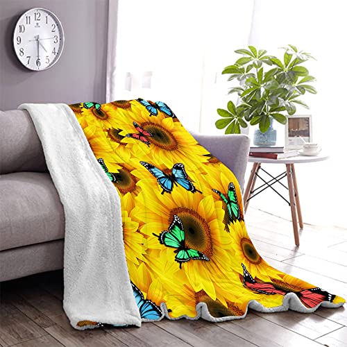 Juirnost Sunflower Blanket Sunflower Gifts for Women Mom Adults Girls Wife Granddaughter 50" x60" Sunflower Throw Blankets for Bed Chair Sofa Couch Home Decor Soft Cozy Fleece Plush Reversible Blanket