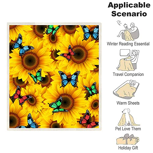 Juirnost Sunflower Blanket Sunflower Gifts for Women Mom Adults Girls Wife Granddaughter 50" x60" Sunflower Throw Blankets for Bed Chair Sofa Couch Home Decor Soft Cozy Fleece Plush Reversible Blanket