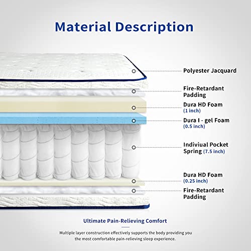 Olee Sleep 9 Inch Breeze Gel Memory Foam Innerspring Mattress, CertiPUR-US Certified, Twin