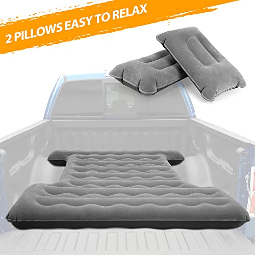 Aotiyer Truck Bed Air Mattress for 5.5-5.8Ft Inflatable Air Mattress for Short Truck Beds Truck Tent Camping Accessories with Pump Pillows Full Size Compatible with F150, Ram, GMC, ect