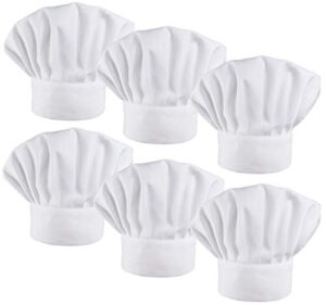 lilments 6 pack chef hat set elastic baker kitchen catering cooking chefs hats (white)