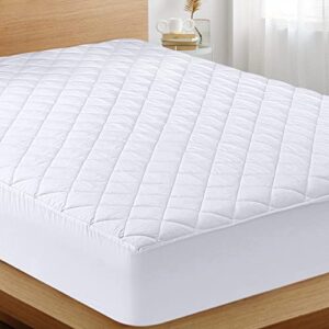 utopia bedding quilted fitted mattress pad (twin) - elastic fitted mattress protector - mattress cover stretches up to 16 inches deep - machine washable mattress topper