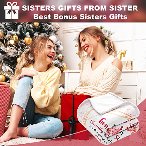 Bonus Sister Gifts from Sister, Bonus Sister Blanket Gifts for Sister in Law Sister in Law Birthday Gifts to My Bonus Sister Throw Blanket Birthday Gifts Ultra 60"x50"