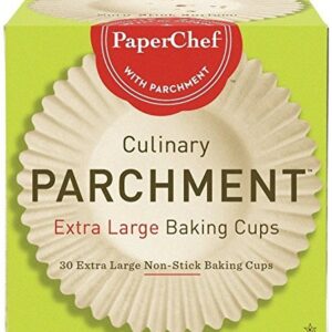 PaperChef (2 Pack) Extra Large Paper Cupcake Liners/Baking Cups, 30-ct/Box, Оne Расk, Tan