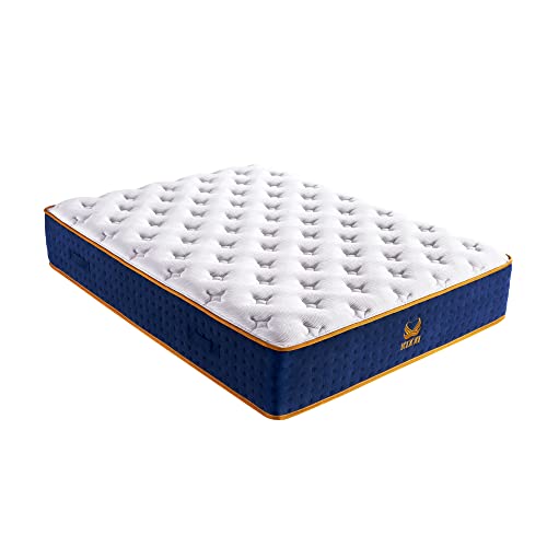 XIZZI Queen Mattress 14 Inch Hybrid Memory Foam Mattress with Pocket Spring,Mattress in a Box,Queen 14 Inch Blue