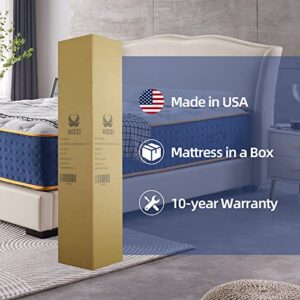 XIZZI Queen Mattress 14 Inch Hybrid Memory Foam Mattress with Pocket Spring,Mattress in a Box,Queen 14 Inch Blue