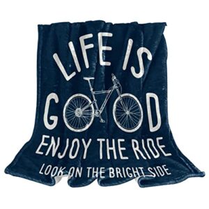 plush blanket throw blanket warm cozy soft microfiber blankets, bicycle life is good