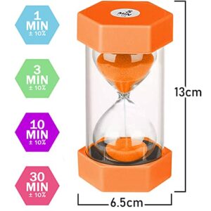 5 Pack Sand Timer Colorful Sandglass Timer Hourglass Set Sand Clock Timer Hourglass 1/3/5/10/30 Minutes for Games Classroom Kids Kitchen Office Deko