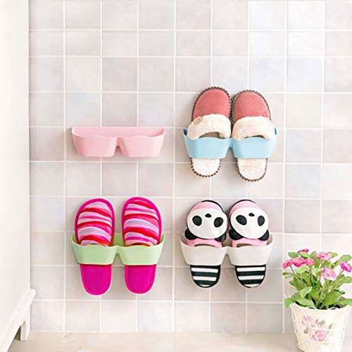 TFIIEXFL Wall Mount Slippers Hanging Shelf Holder Storage Rack Foldable Shoes Rack Double-Layer Slippers Storage Organizer (Color : Black)