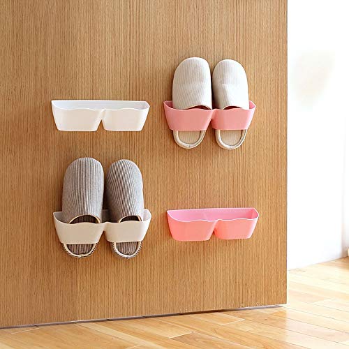 TFIIEXFL Wall Mount Slippers Hanging Shelf Holder Storage Rack Foldable Shoes Rack Double-Layer Slippers Storage Organizer (Color : Black)