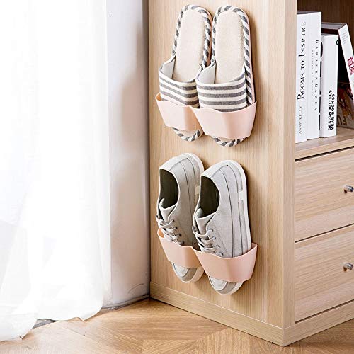 TFIIEXFL Wall Mount Slippers Hanging Shelf Holder Storage Rack Foldable Shoes Rack Double-Layer Slippers Storage Organizer (Color : Black)