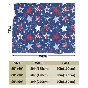 Ultra-Soft Micro Fuzzy Throw Blanket Patriotic American Stars Fluffy Cozy Warm Blankets Soft Blankets Decorative for Couch Bed Sofa Bedroom for Four Seasons 50"x40"