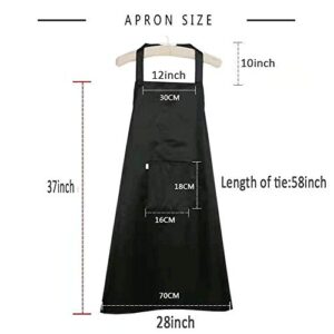 K Y KANGYUN Wash Dishes Waterproof Apron for Women,Kitchen Garden Farmhouse Pockets Dog Groomers Aprons,Black