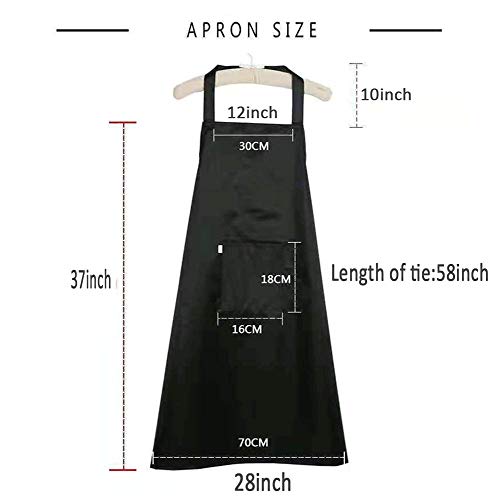 K Y KANGYUN Wash Dishes Waterproof Apron for Women,Kitchen Garden Farmhouse Pockets Dog Groomers Aprons,Black