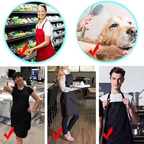 K Y KANGYUN Wash Dishes Waterproof Apron for Women,Kitchen Garden Farmhouse Pockets Dog Groomers Aprons,Black