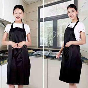 K Y KANGYUN Wash Dishes Waterproof Apron for Women,Kitchen Garden Farmhouse Pockets Dog Groomers Aprons,Black