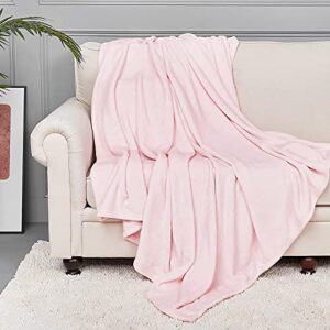 stangh baby blankets throw size - super soft cozy fleece flannel blanket for couch/chair, plush fuzzy lightweight microfiber dog blanket, (throw size 50 x 60, pink)