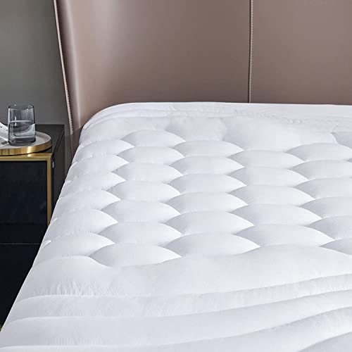 Bedsure Twin XL Mattress Pad - Soft Cooling Mattress Cover for College Dorm, Extra Long Twin Quilted Fitted Mattress Protector with 8-21" Deep Pocket, Breathable Fluffy Pillow Top, White, 39x80 Inches