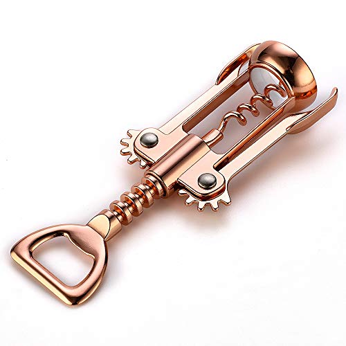 JXS Simple Wing Corkscrew Gold Wine Opener and Beer Opener, Multifunctional Wine Corkscrew Opener