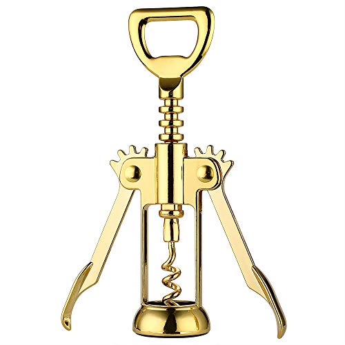 JXS Simple Wing Corkscrew Gold Wine Opener and Beer Opener, Multifunctional Wine Corkscrew Opener