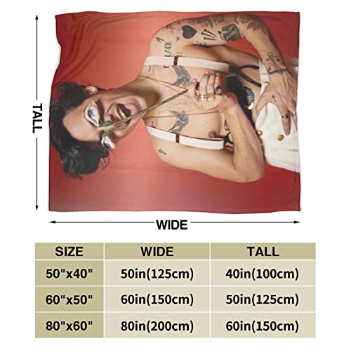 HUREA Harry-Styles Throw Blanket Digital Printed Ultra-Soft Micro Fleece Blanket Four Premium Airplane Soft Microfleece Travel Blanket 50' 'X40' ' (styleA)