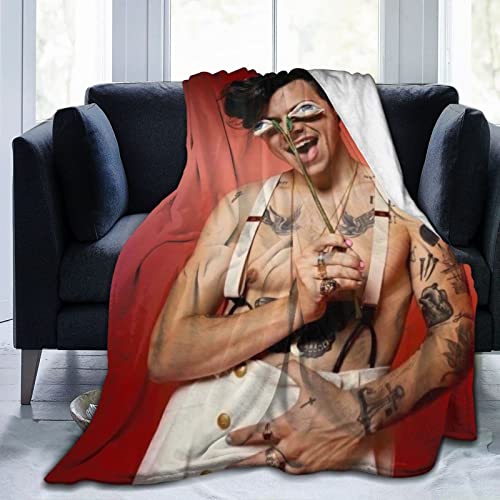 HUREA Harry-Styles Throw Blanket Digital Printed Ultra-Soft Micro Fleece Blanket Four Premium Airplane Soft Microfleece Travel Blanket 50' 'X40' ' (styleA)